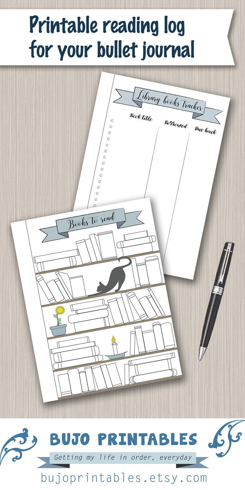 Bullet journal template : reading planner template reading log | Etsy