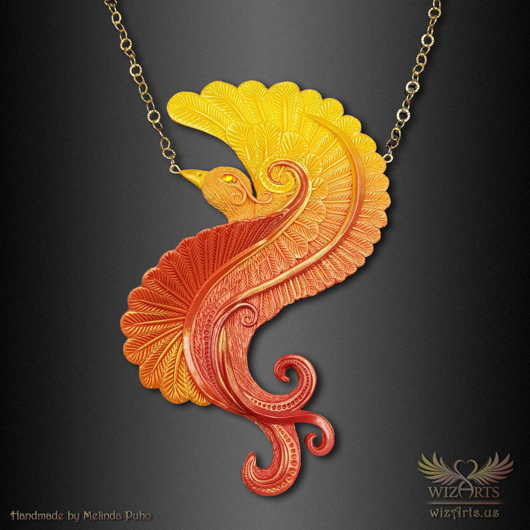 Phoenix Rising Handmade Phoenix Necklace Unique Polymer | Etsy