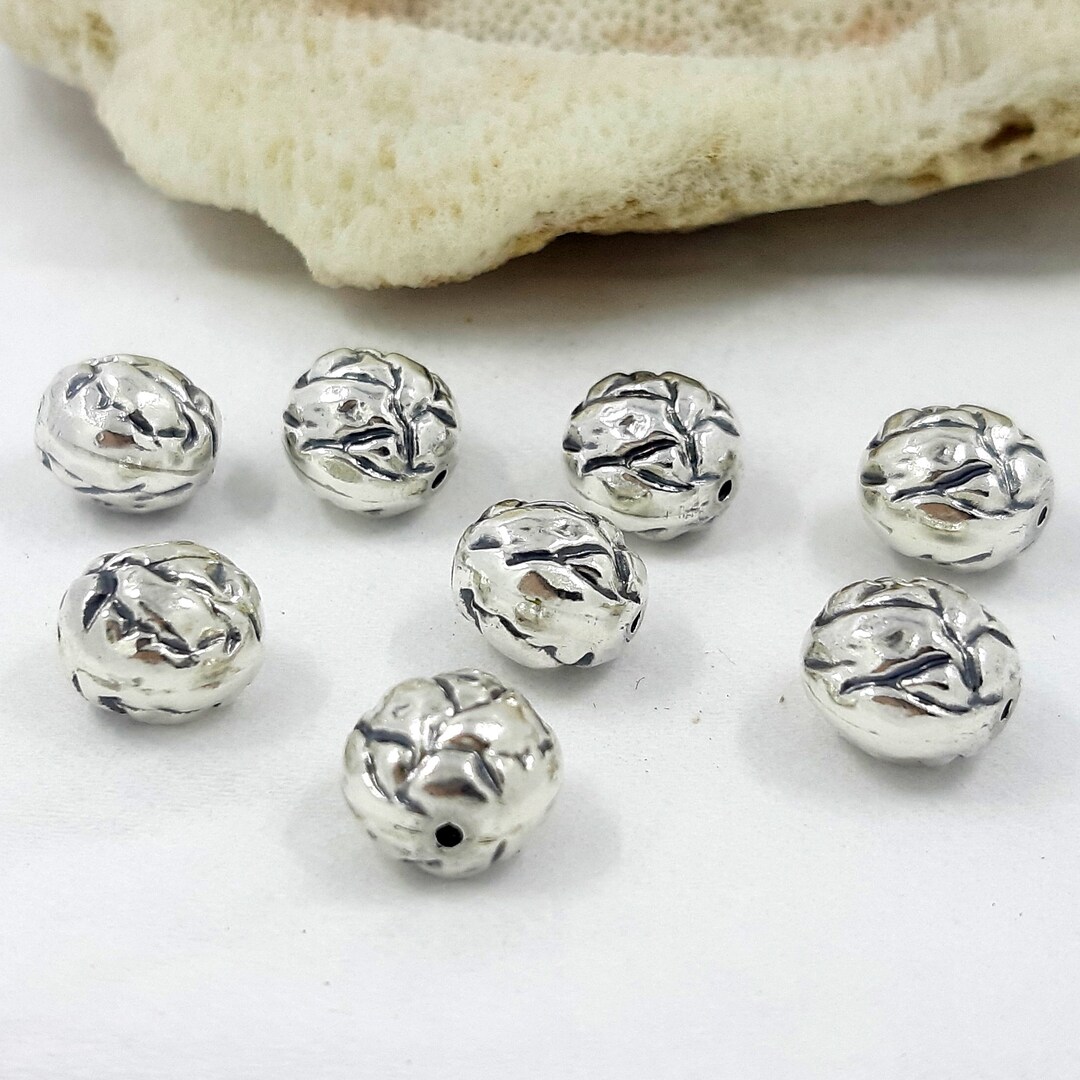 3pcs of Sterling Silver Beads, Stone Shape, Abstract Beads, Jewelry ...