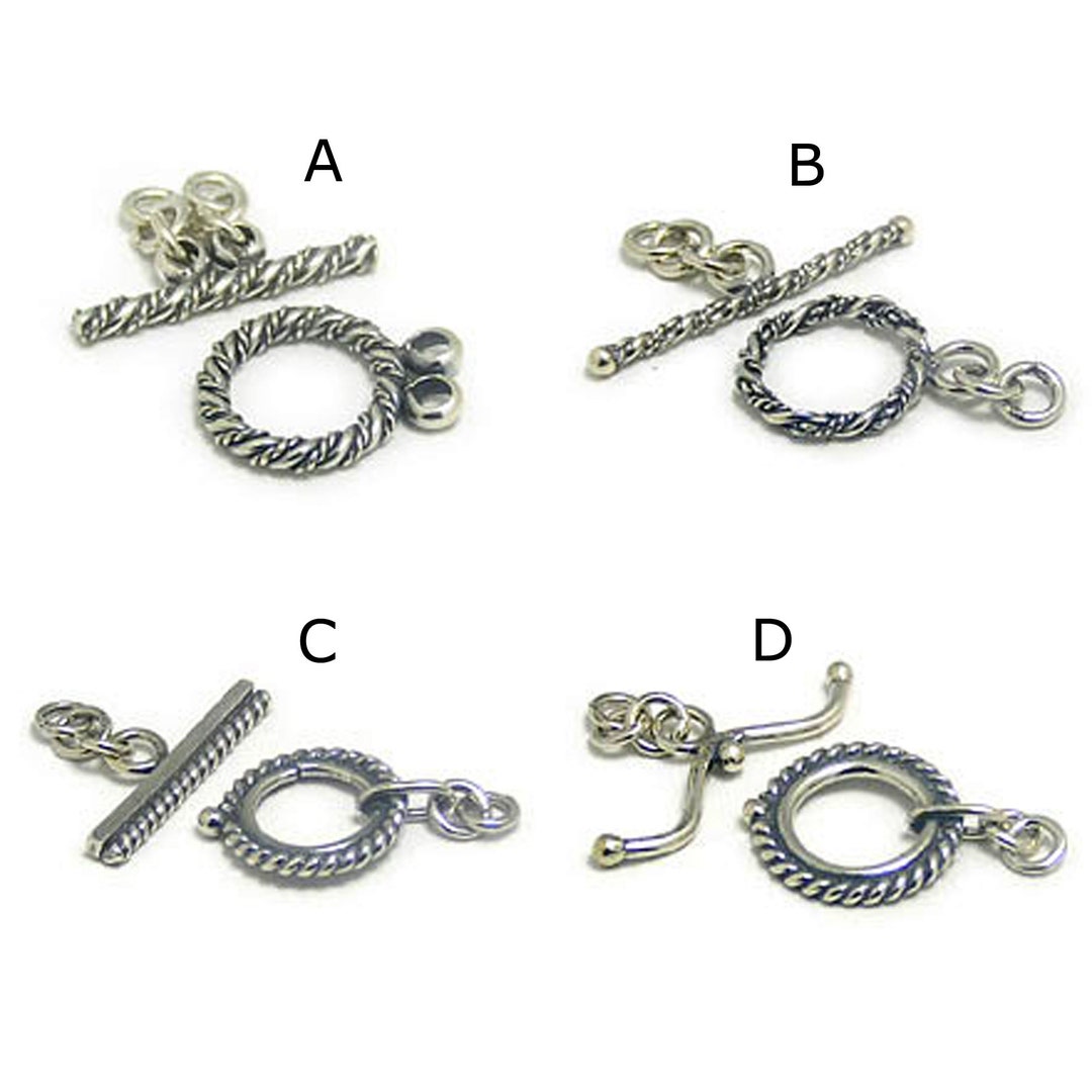 1 Set of Handmade Sterling Silver Toggles, Bali Silver Toggle, Bali ...