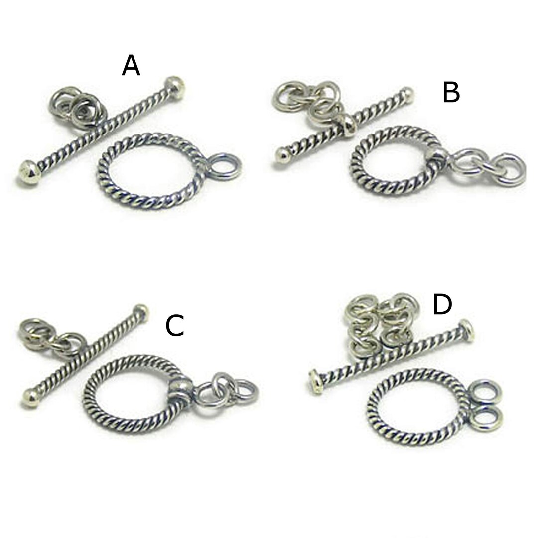 1 Set of Sterling Silver Toggles, Bali Silver Toggles, Bali Style ...