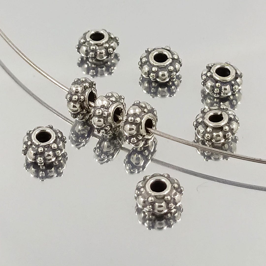 6pcs of 5mm, 6mm, 8mm Sterling Silver Granulated Bead Spacers Handmade ...