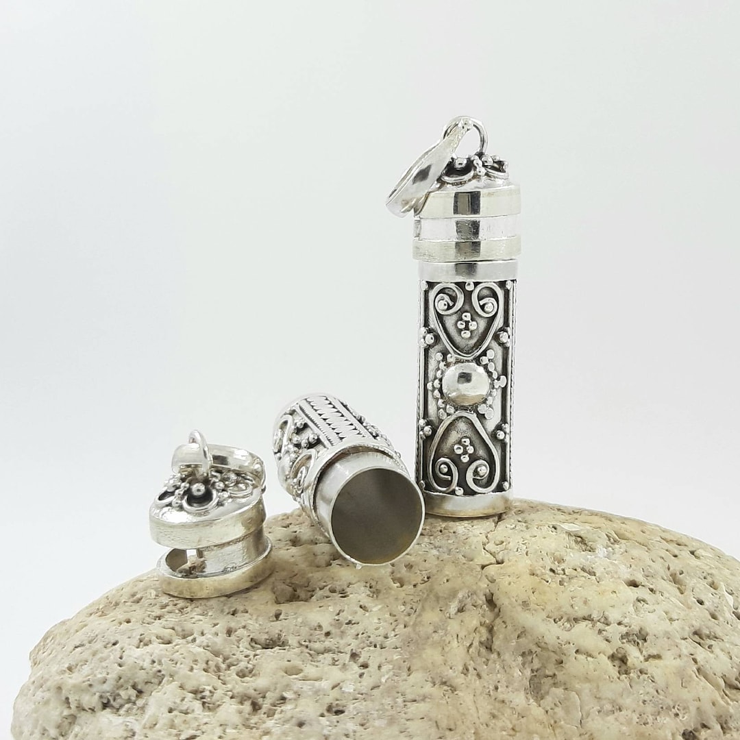 Bali Sterling Silver Handmade Prayer Box Pendants, Oxidized Antique ...