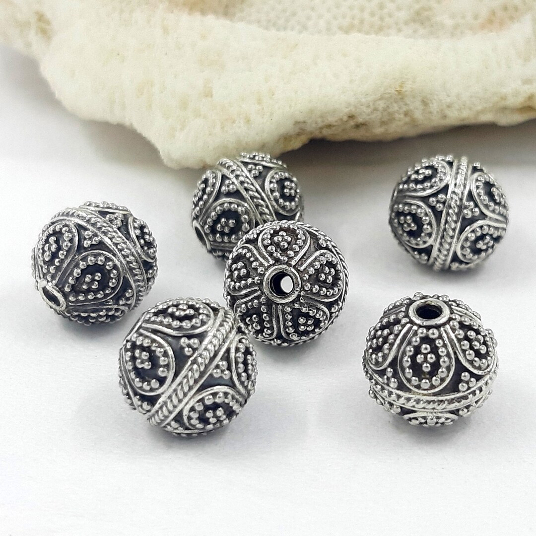 3pcs 9mm/10mm Sterling Silver Bali Beads, Handmade Beads, Jewelry ...