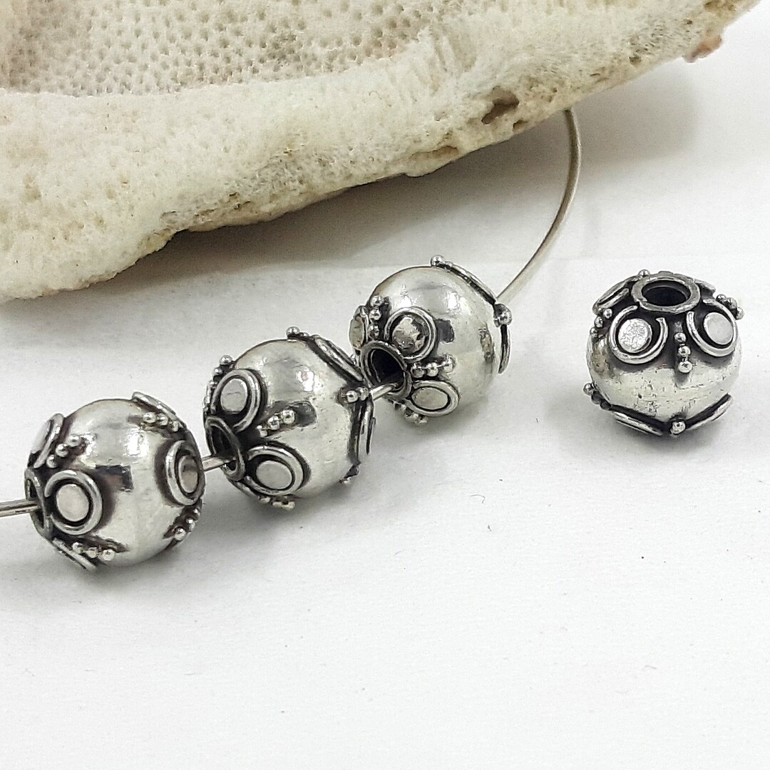 3pcs, 9mm Sterling Silver Beads, Handmade Beads, Jewelry Making ...