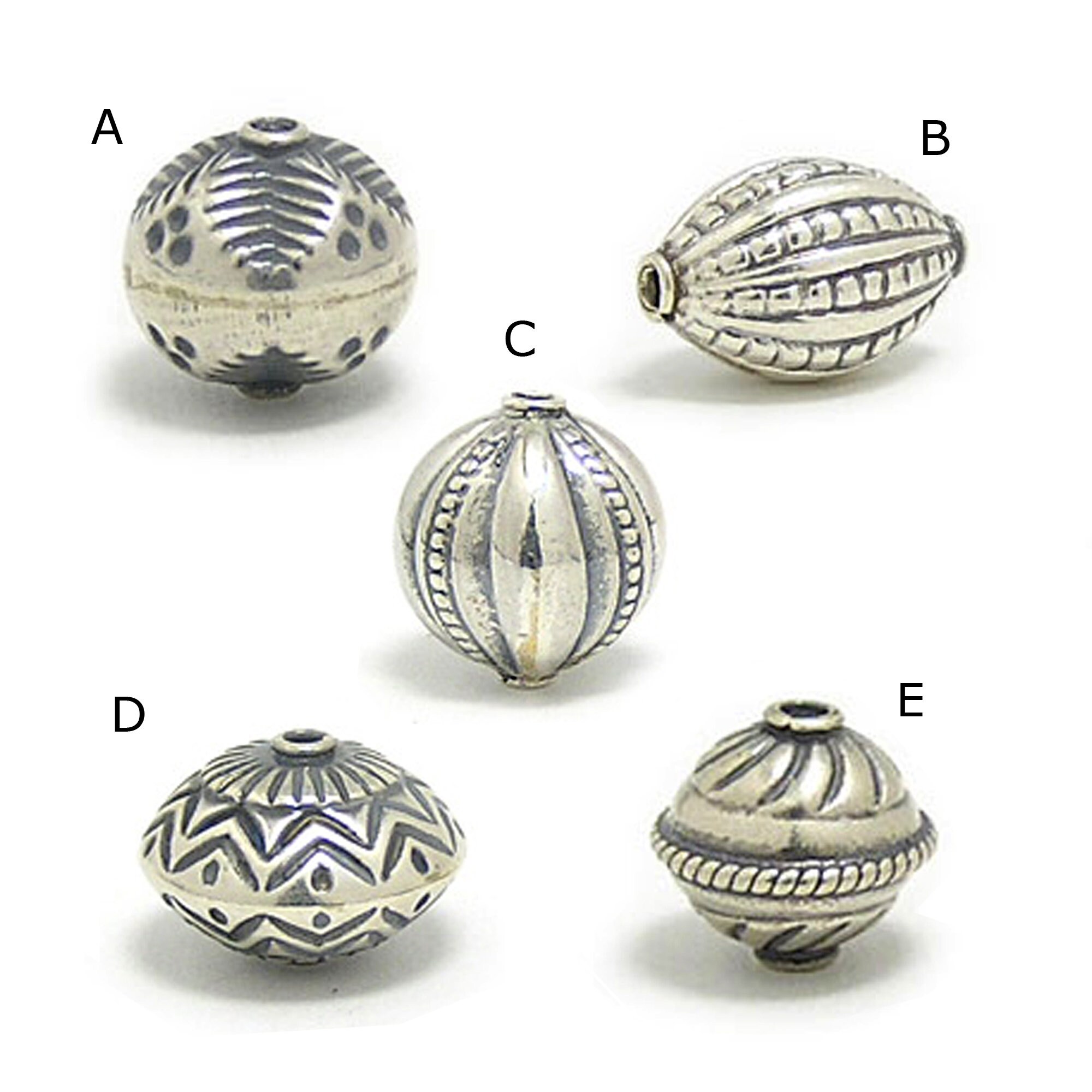 Two Pieces, Sterling Silver Beads Handcrafted, Bali Silver Beads ...