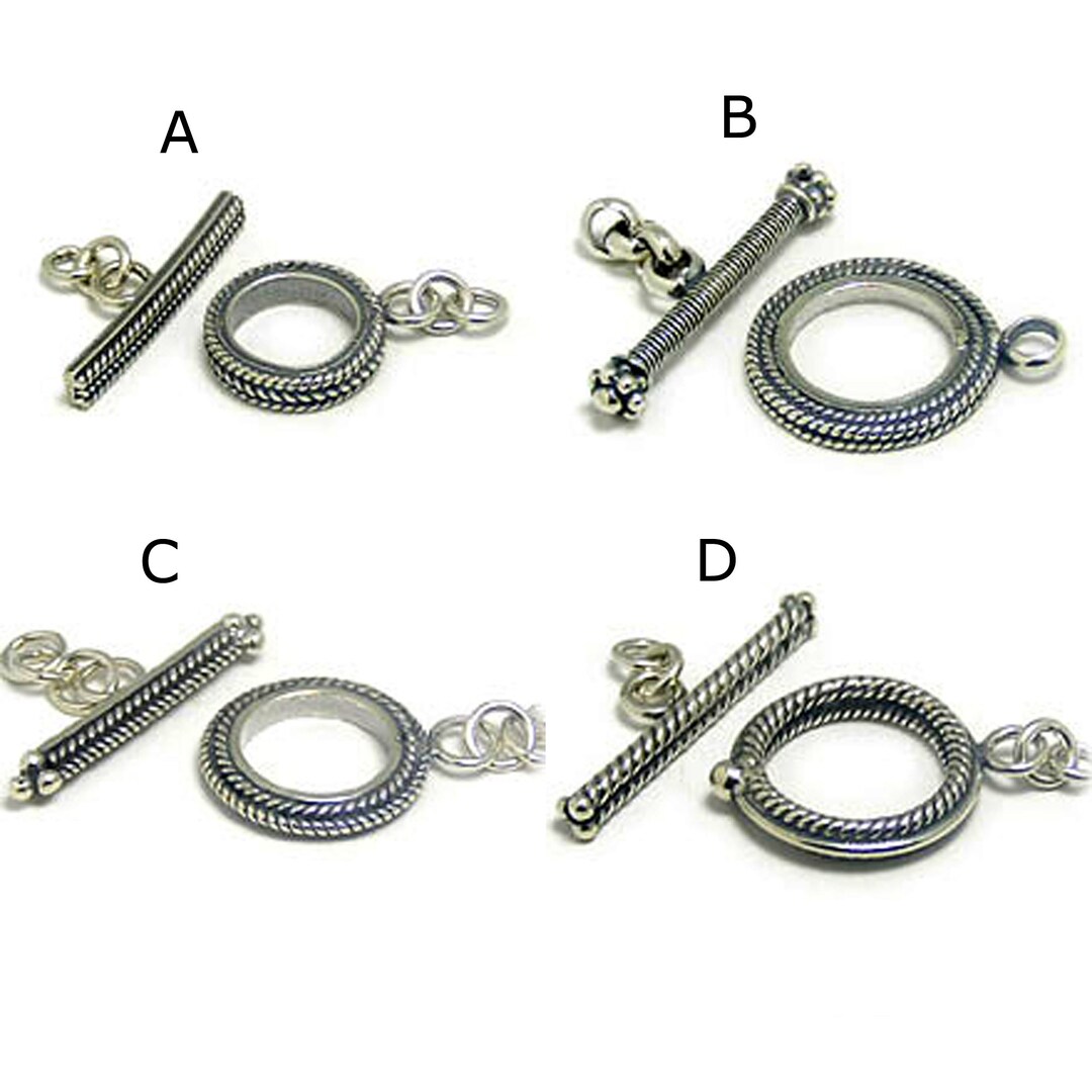 1 Set of Handmade Sterling Silver Toggles, Bali Silver Toggle, Bali ...