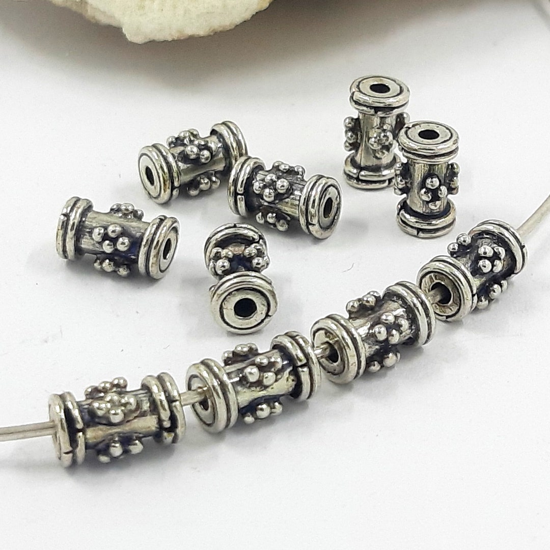 8 Pieces, Sterling Silver Bead Spacers Handcrafted, Tube Bead Spacers ...