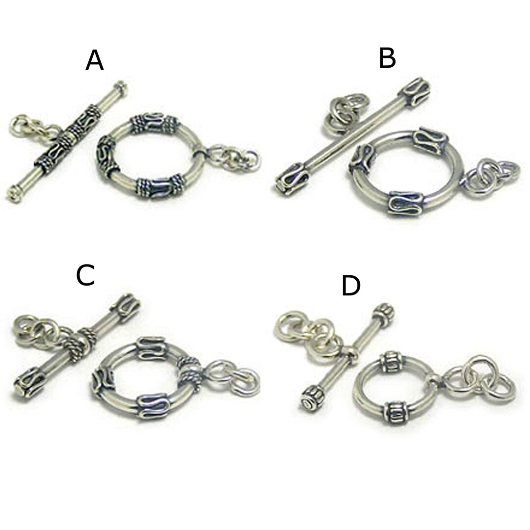 1 Set of Sterling Silver Toggles, Bali Silver Toggles, Bali Style ...