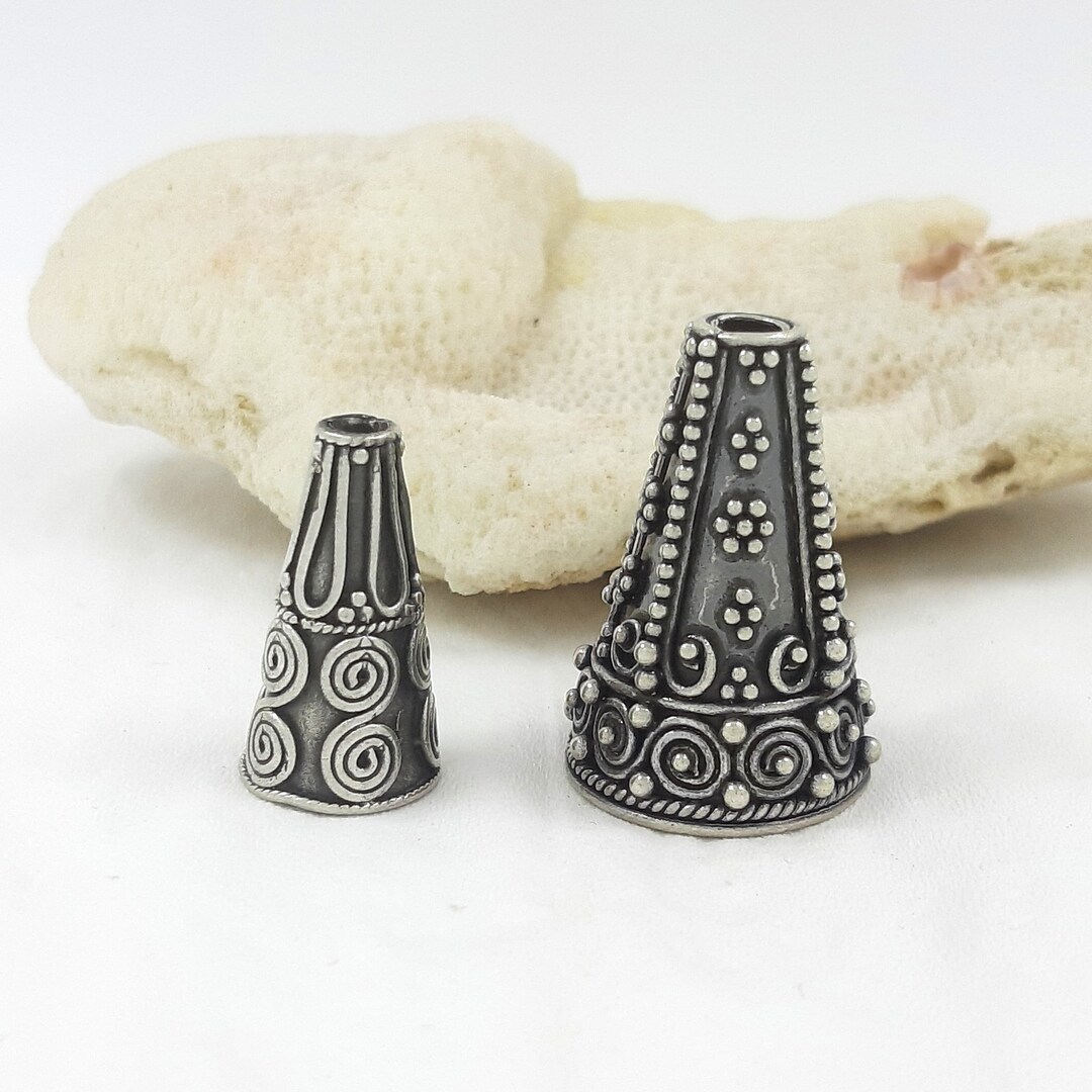 Sterling Silver Bali Bead Caps Handcrafted, Jewelry Components, Cone ...