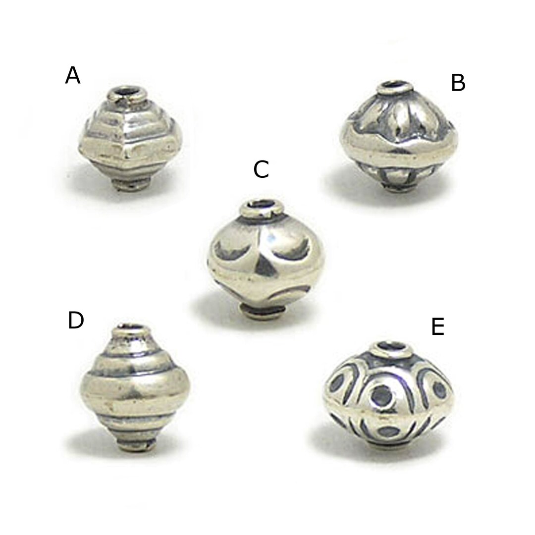 Four Pieces, Sterling Silver Beads Handcrafted, Oxidation Antique ...