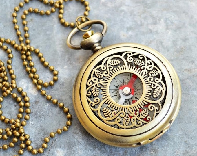 Compass/ Working Steampunk Compass/ Vintage/ Compass Necklace/ Bronze ...