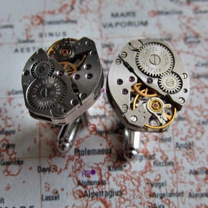 Watch Movement, Cufflinks, Steampunk, Vintage, Wedding Groom Gift, Mens ...