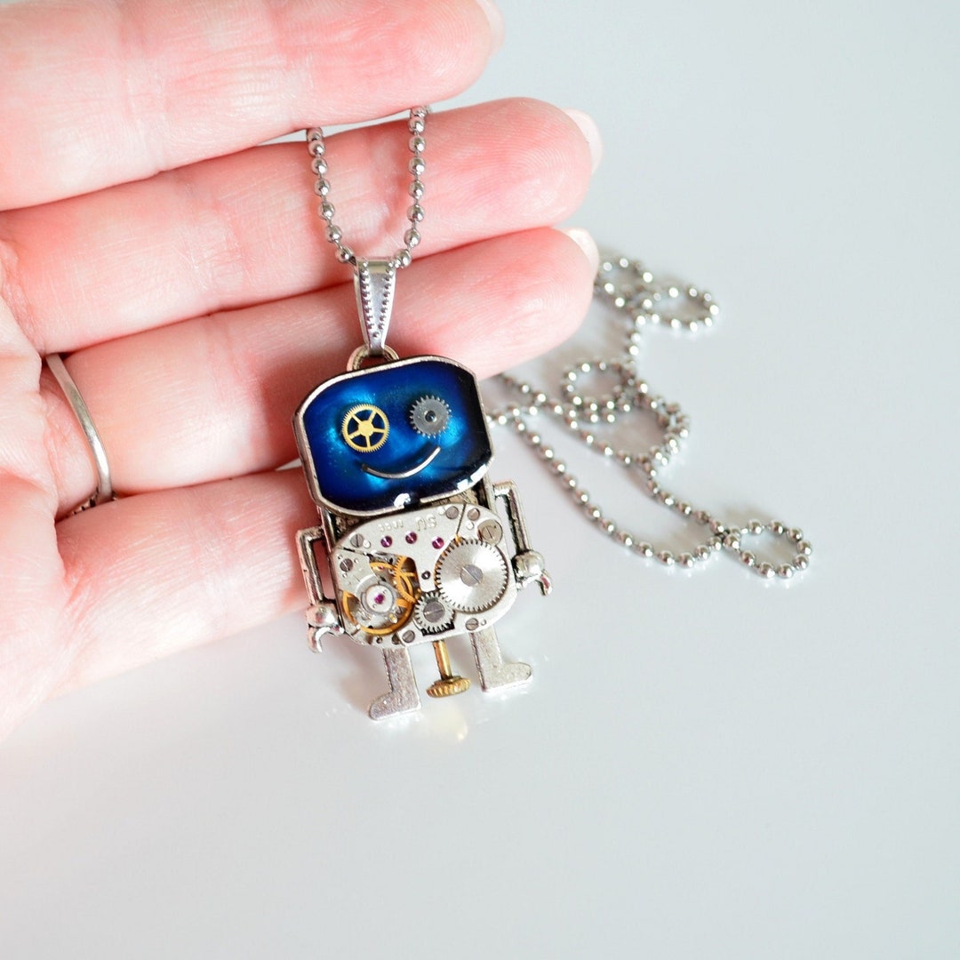 Robot Pendant, Robotic Necklace,robot Boy, Steampunk Necklace, Robot ...
