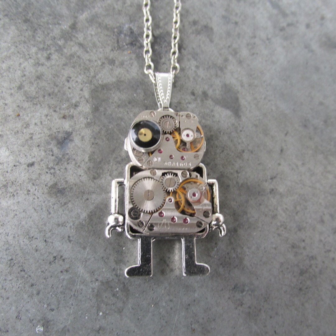 Black Robot Steampunk Necklace/ Necklace Robot/ Robot Pendant ...