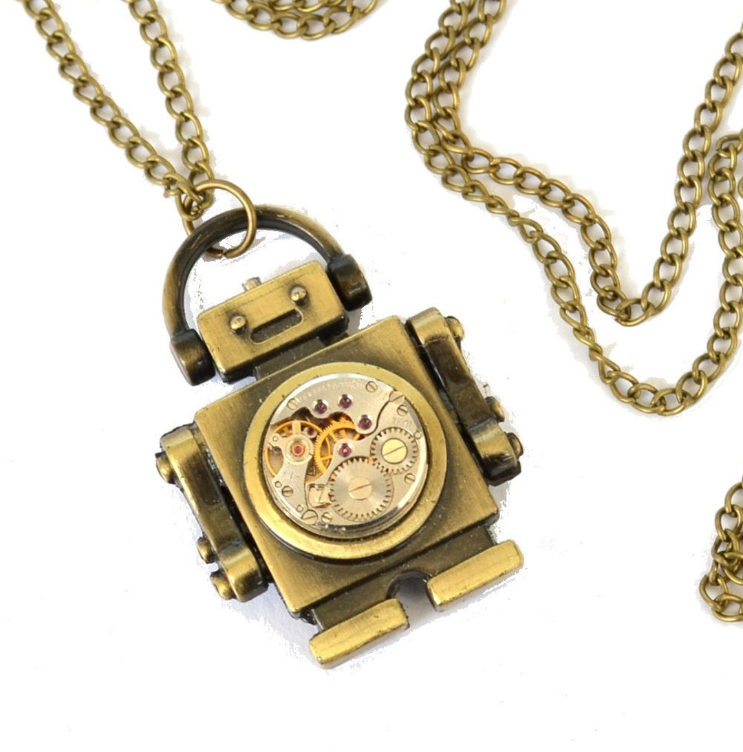 Robot Pendant Industrial Necklace Clockwork Neclace - Etsy