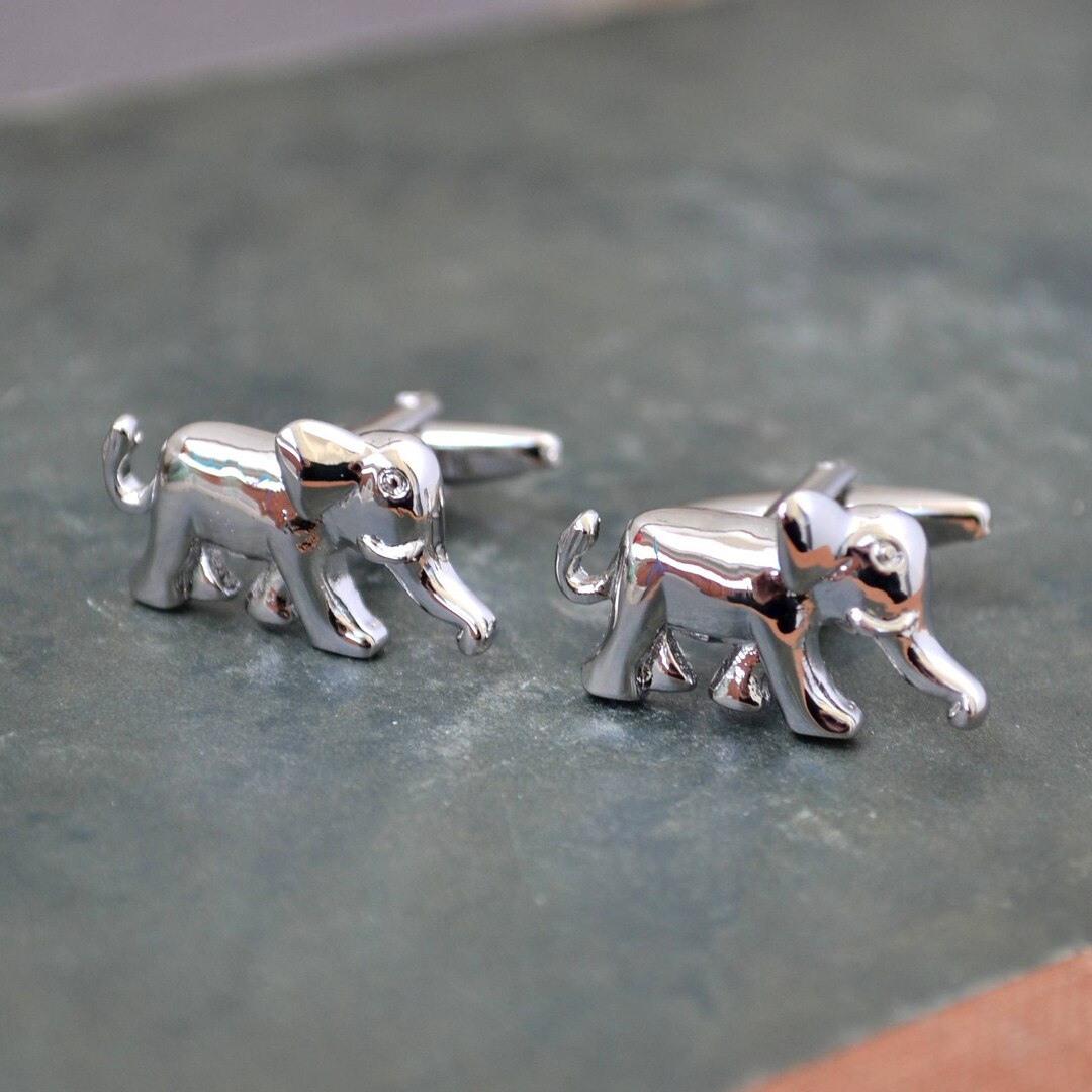 Silver Elephant Cufflinks/ Safari Animals Cuff Links/ Silver Cufflinks ...