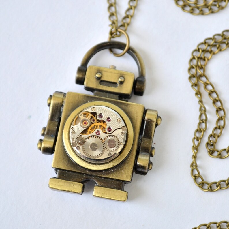 Robot Pendant Industrial Necklace Clockwork Neclace - Etsy