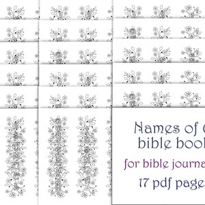 NAMES of 66 BIBLE BOOKS, Bible Journaling Printable Template Bundle ...