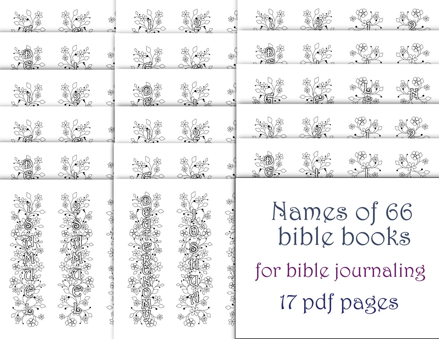 NAMES of 66 BIBLE BOOKS Bible Journaling Printable Template - Etsy UK