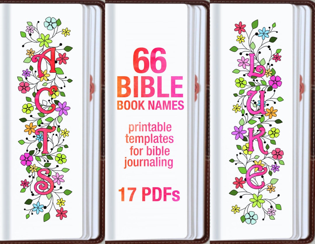 NAMES of 66 BIBLE BOOKS, Bible Journaling Printable Template Bundle ...