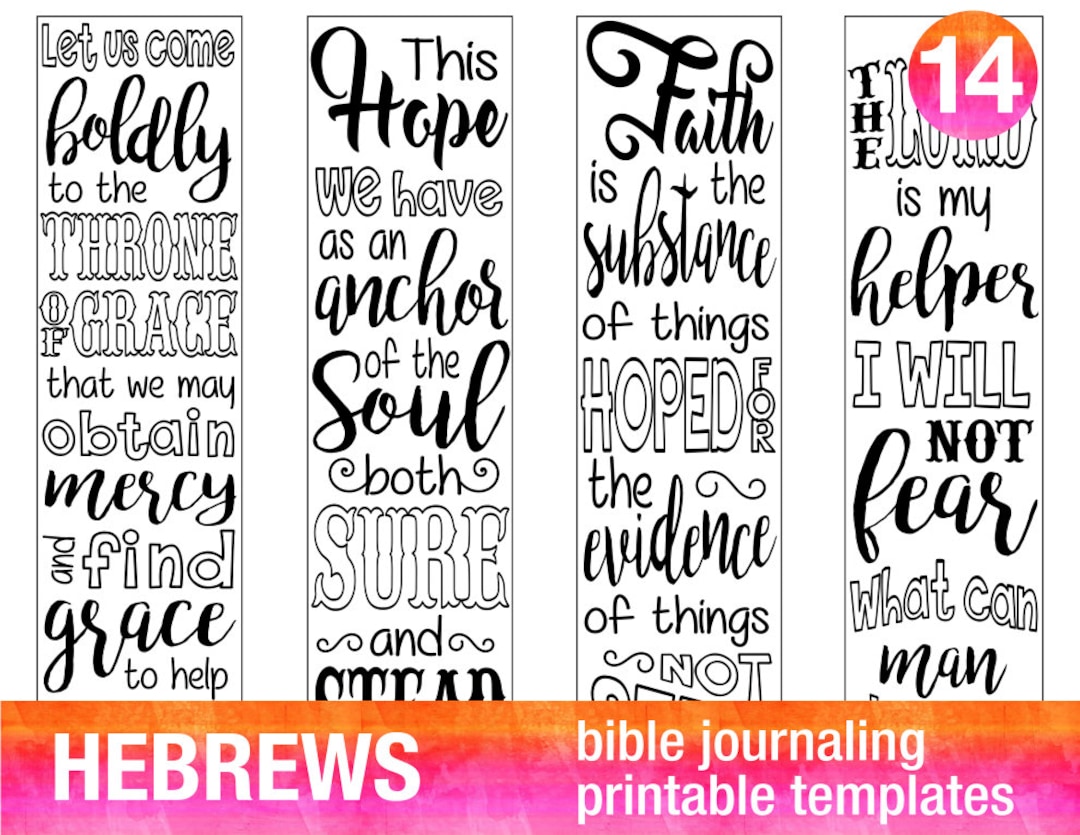 HEBREWS - 4 Bible Journaling Printable Templates, Illustrated Christian ...