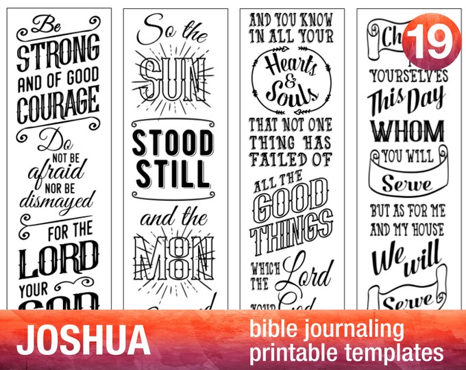 JOSHUA - 4 Bible Journaling Printable Templates, Illustrated Christian ...