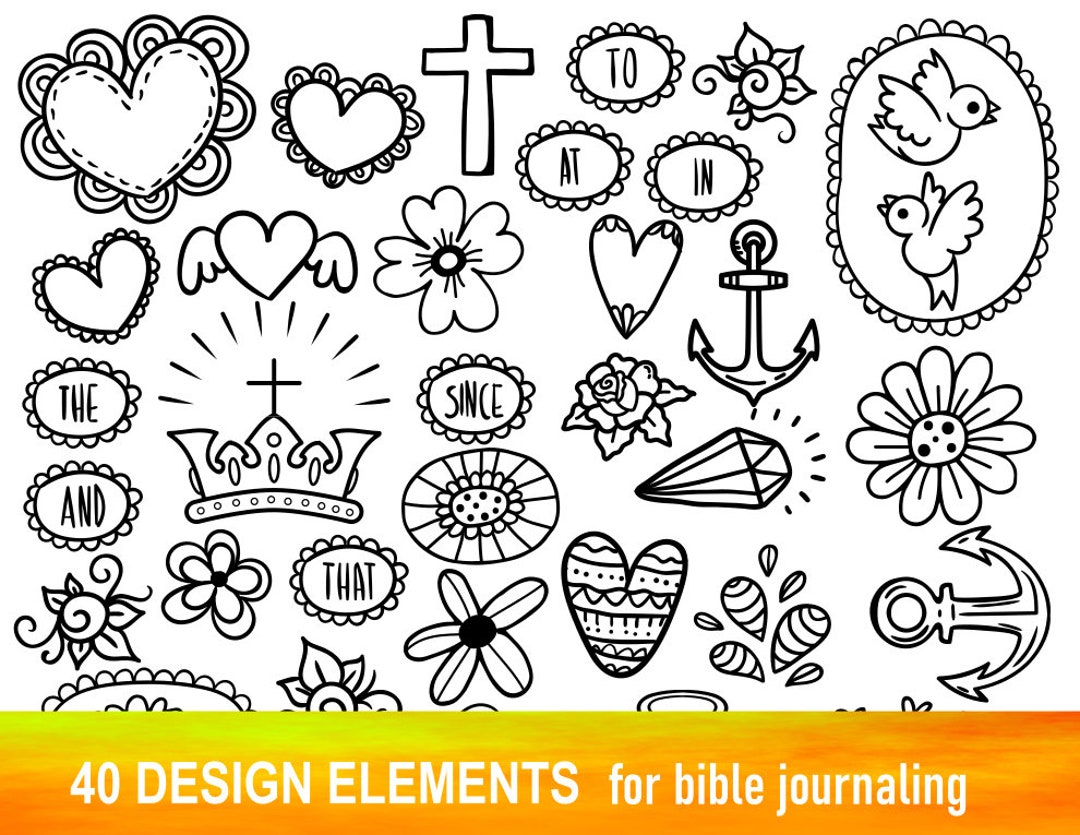 40 PRINTABLE TEMPLATES for Bible Journaling Verse Art, Illustrated ...