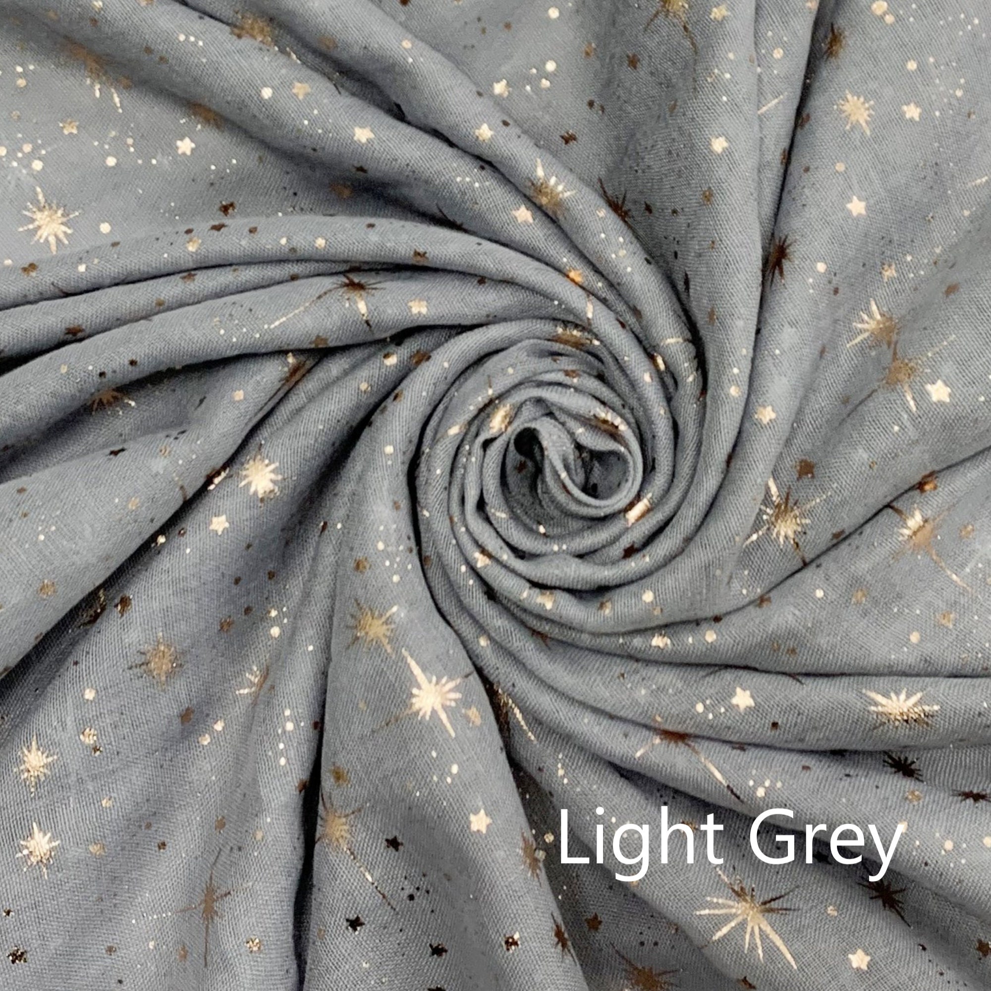 Gift Box Scarf, Light Grey Metallic Star Print Scarf, Light Grey Scarf ...