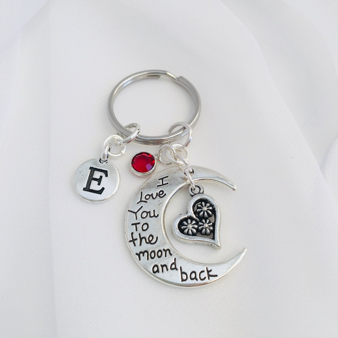 Personalized Inspirational Keychain: Ruby Birthstone, Heart Charm - Etsy