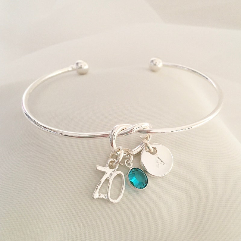 70th Silver Bangle - Etsy UK
