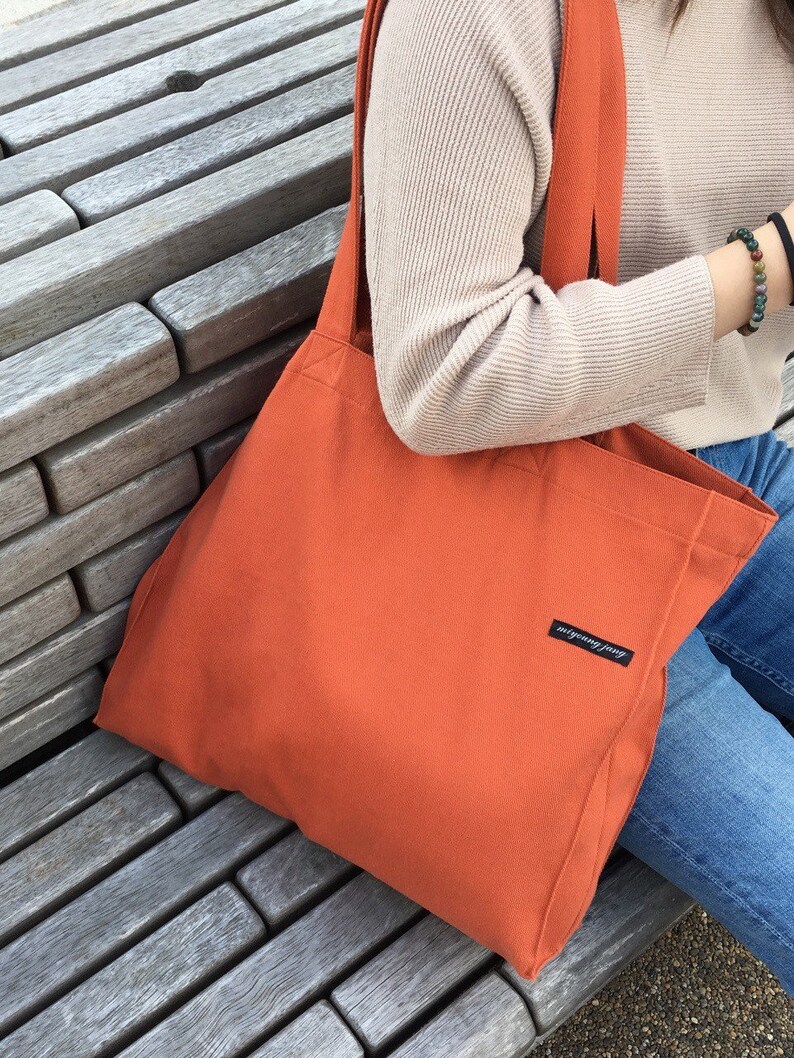 Orange Canvas Tote Bag Minimal Style Tote Bag Tote Bag With - Etsy