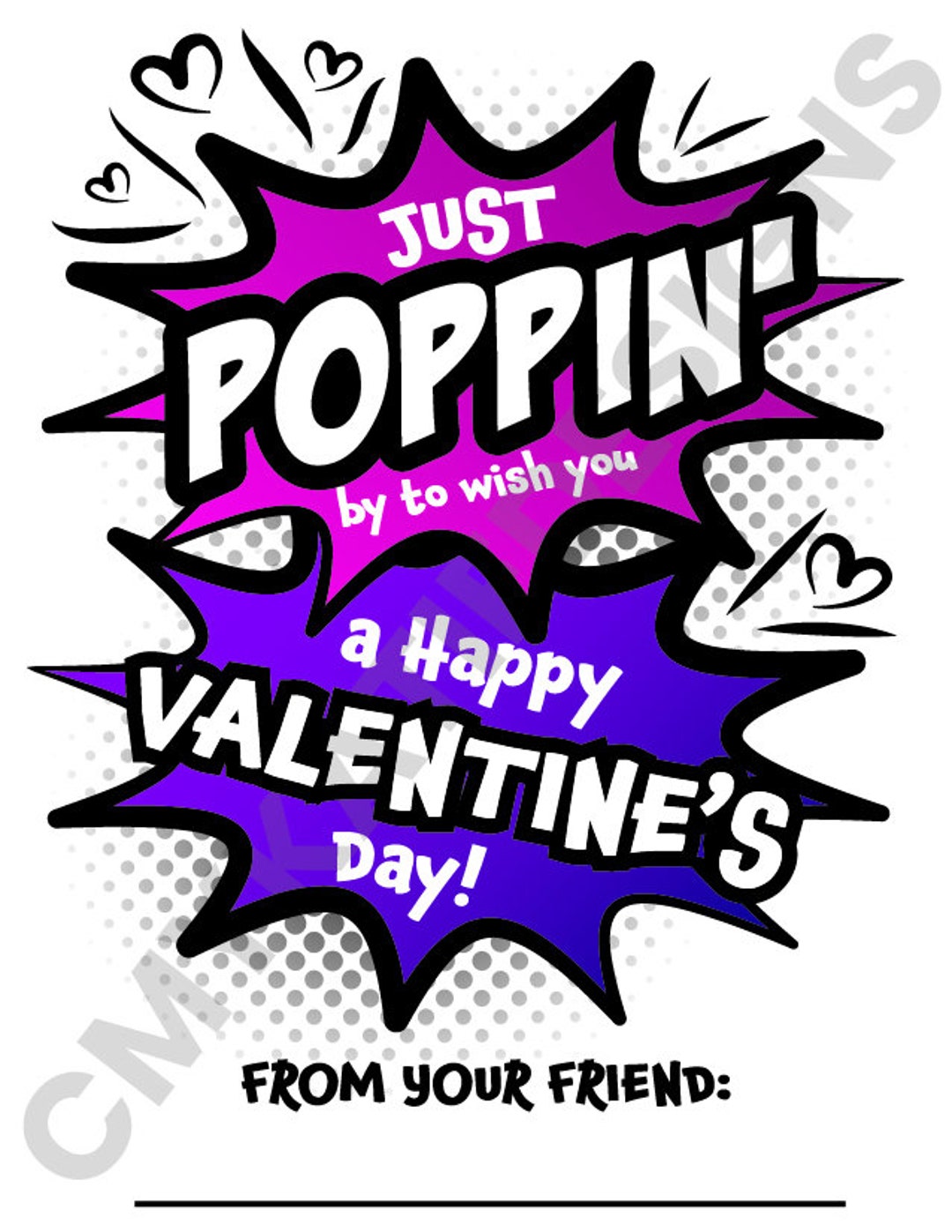Poppin' Valentines Card Kids School Valentines Pop-its Pop Rocks SVG ...