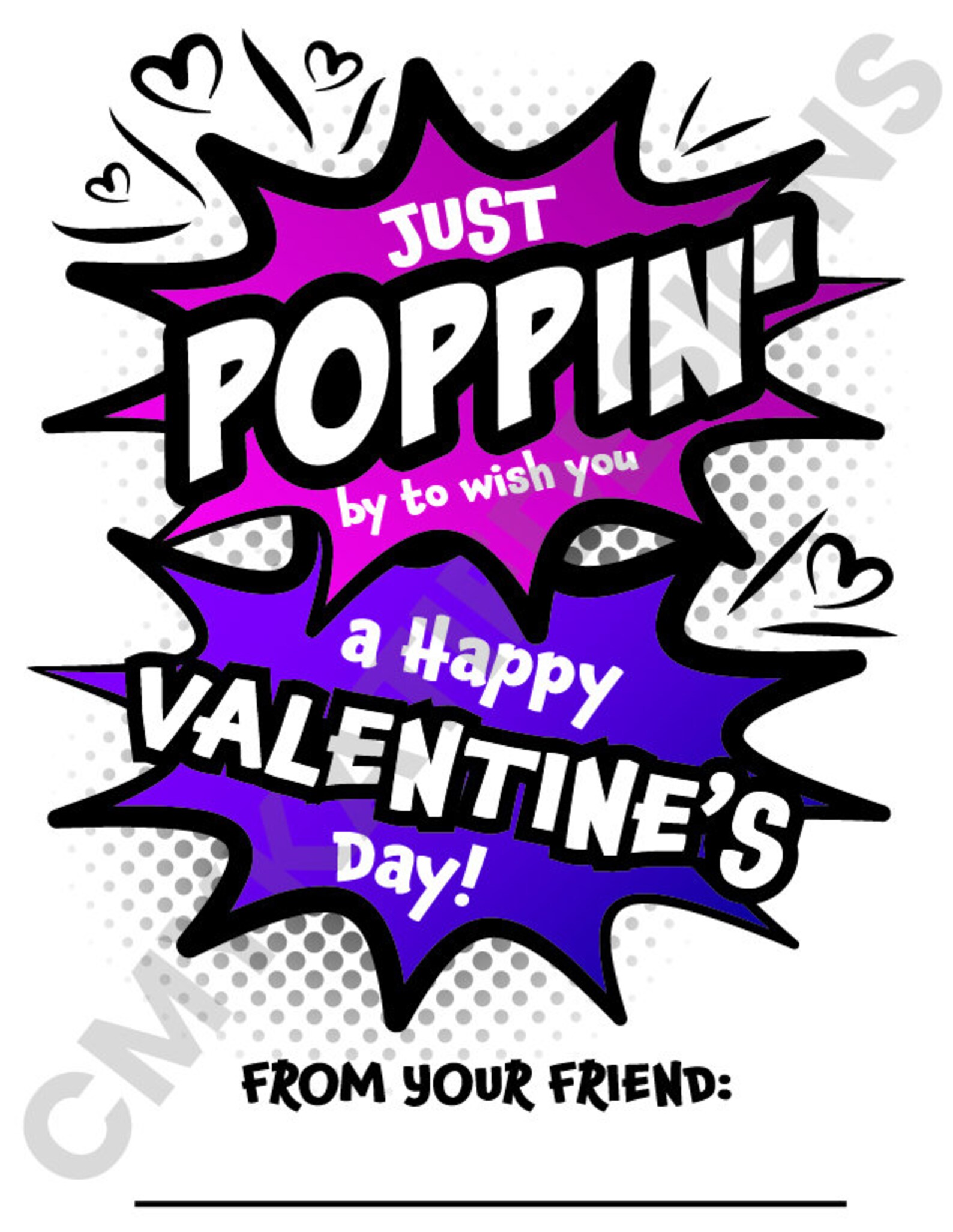 Poppin' Valentine's Day Card for Kids: Printable PDF & SVG - Etsy