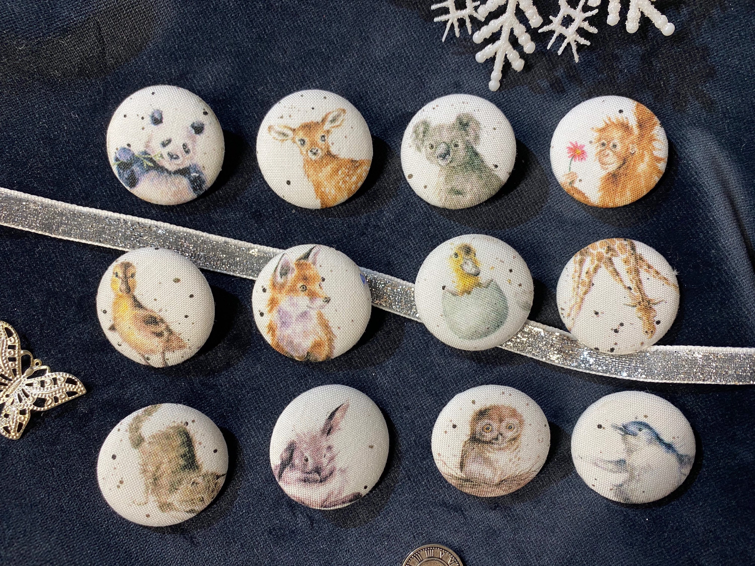 Cute Wrendale Baby Animals on White Background, Large Fabric Covered ...