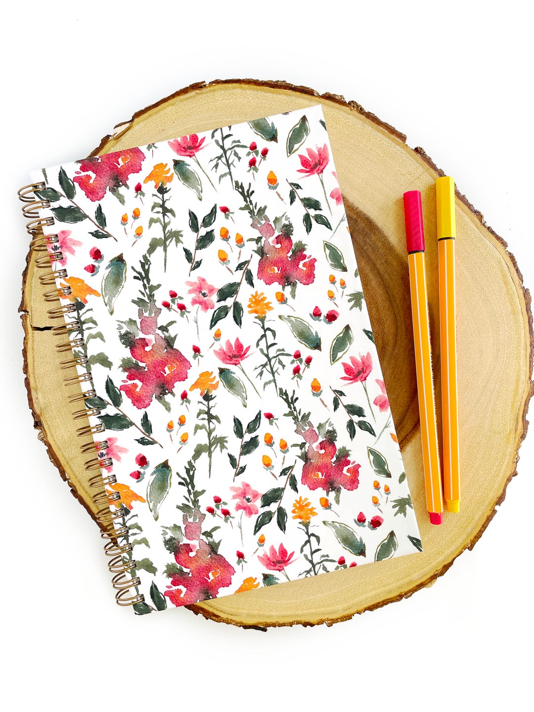 Hollyhocks and Snapdragons Hard Cover Spiral Notebook - Etsy