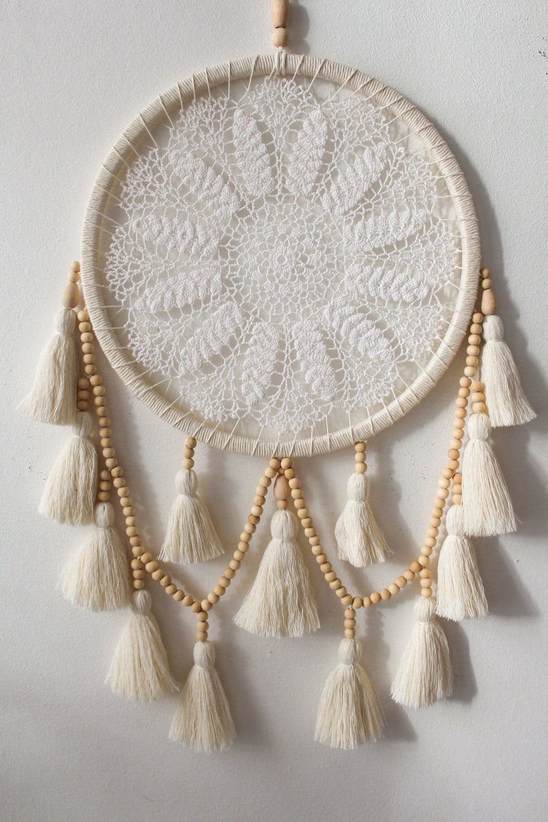 Handmade Cream Dream Catcher, Boho Macrame Wall Decor - Etsy