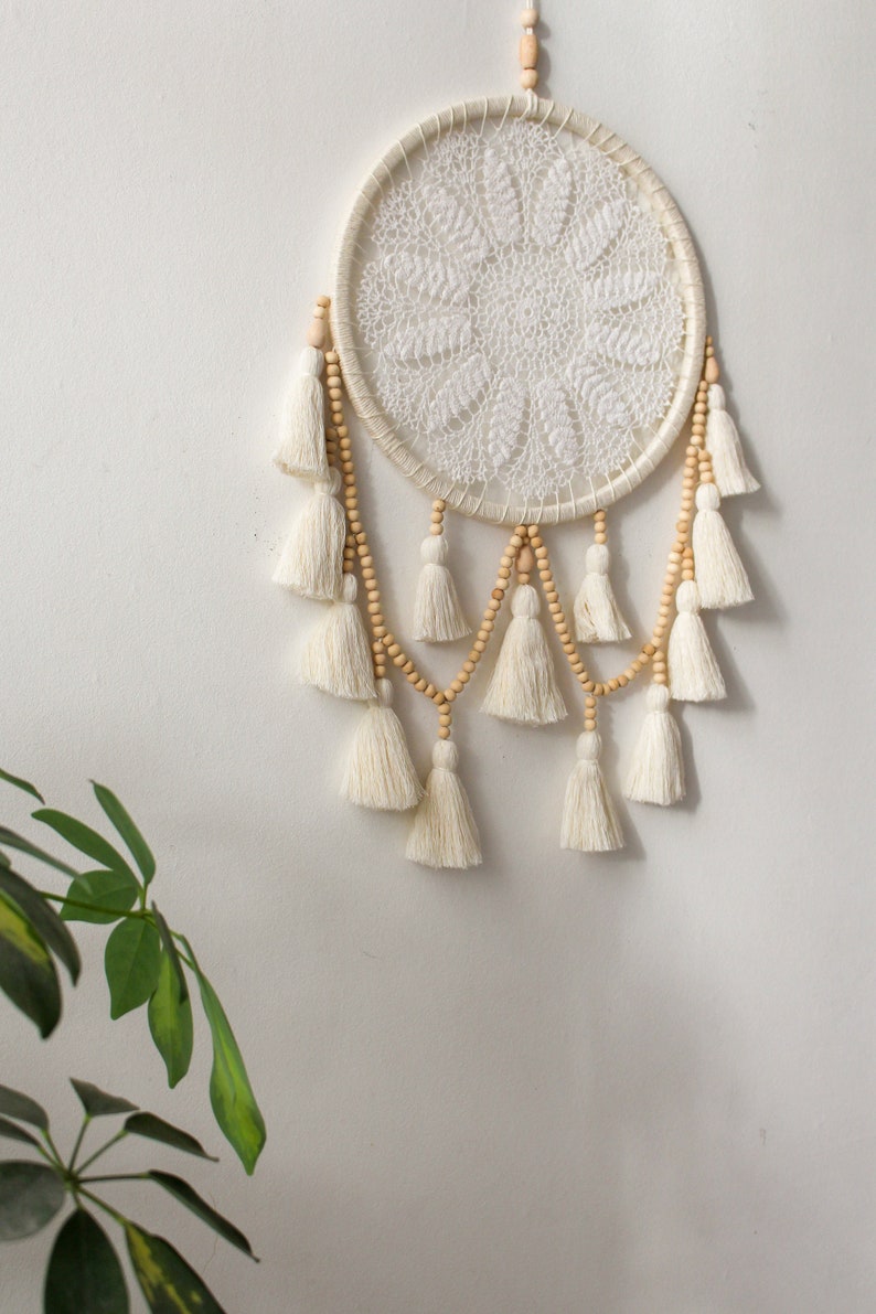 Handmade Cream Dream Catcher, Boho Macrame Wall Decor - Etsy