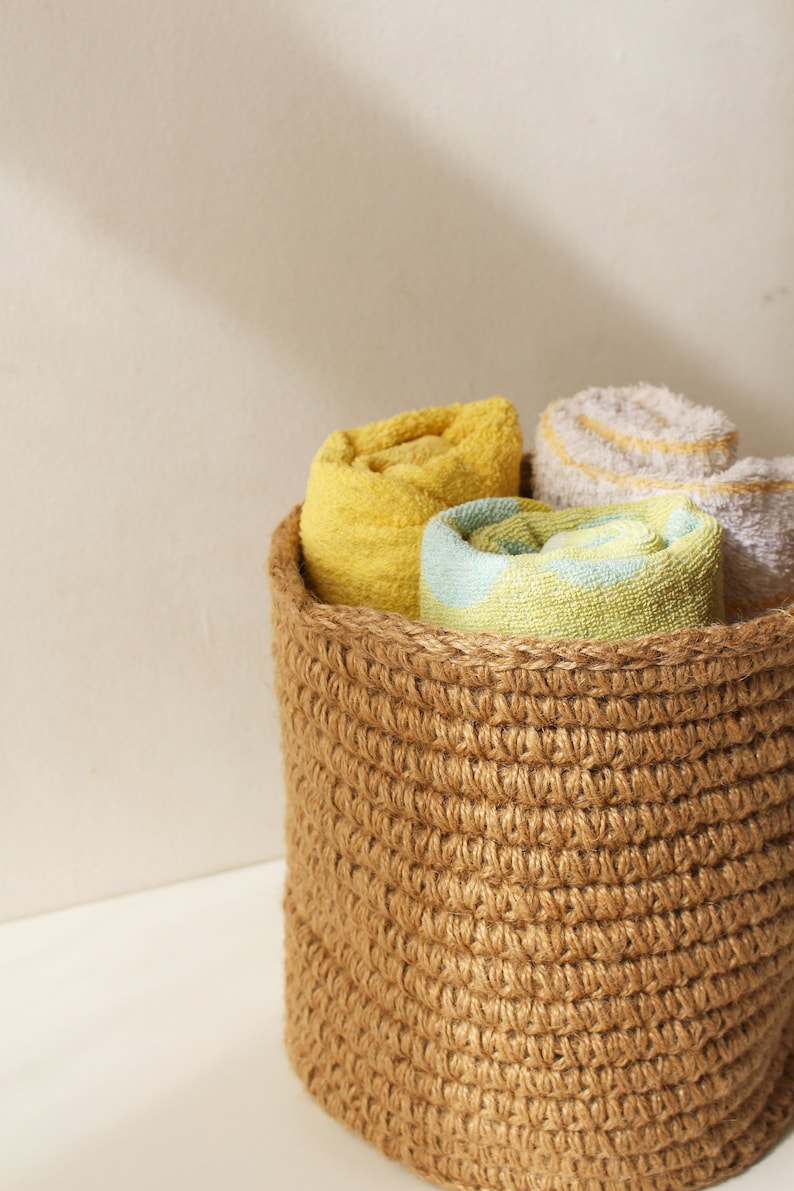 Jute Bathroom Storage / Eco Jute Basket / Home Storage / Jute Crocheted ...
