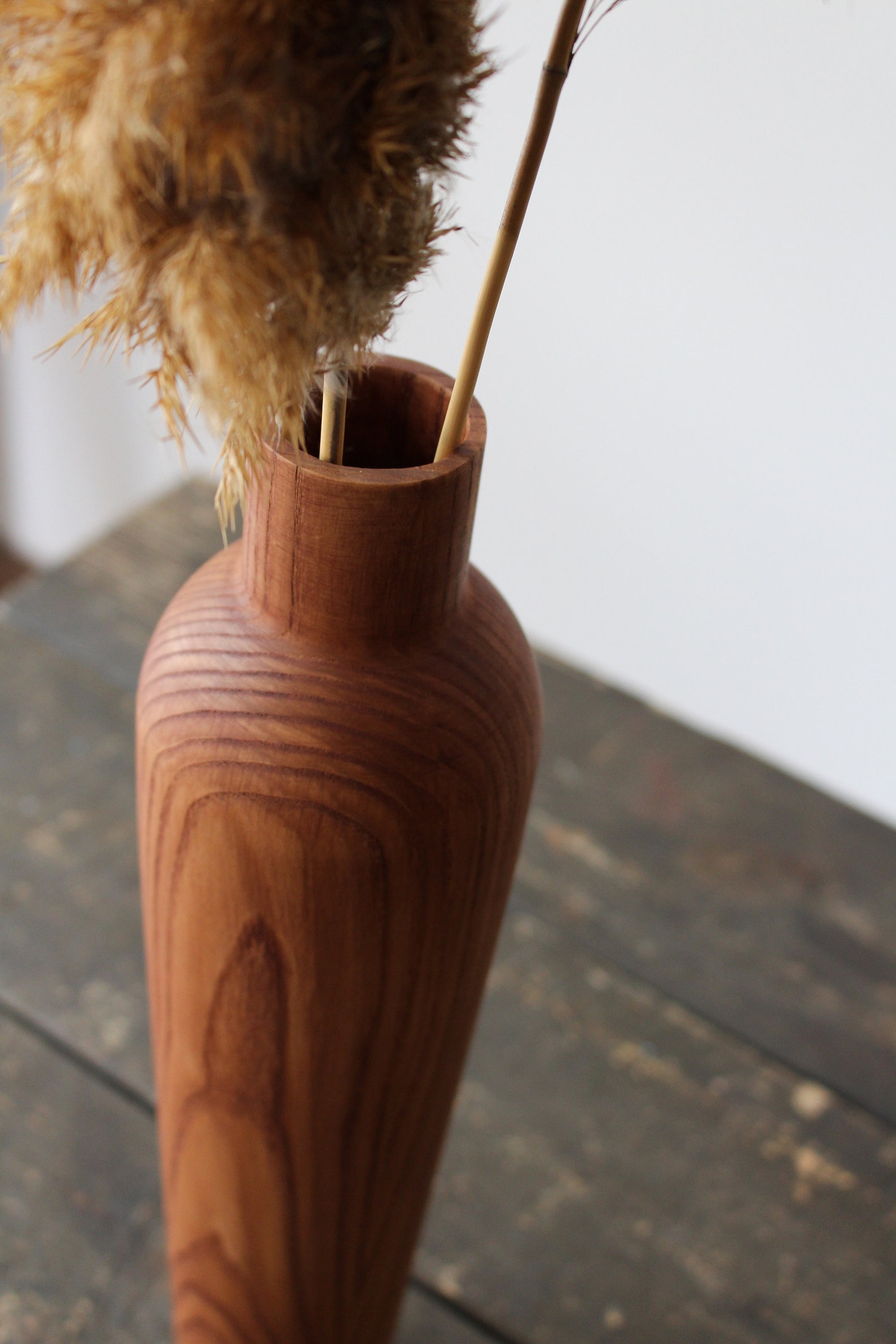 Dark Aesthetic Ash Wood Vase for Dried Flowers - Etsy