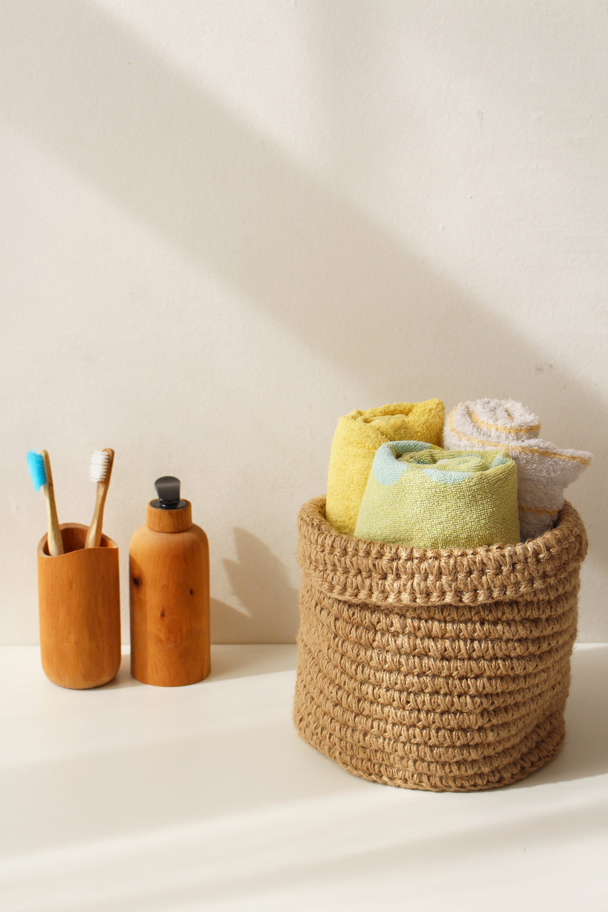 Jute Bathroom Storage / Eco Jute Basket / Home Storage / Jute Crocheted ...