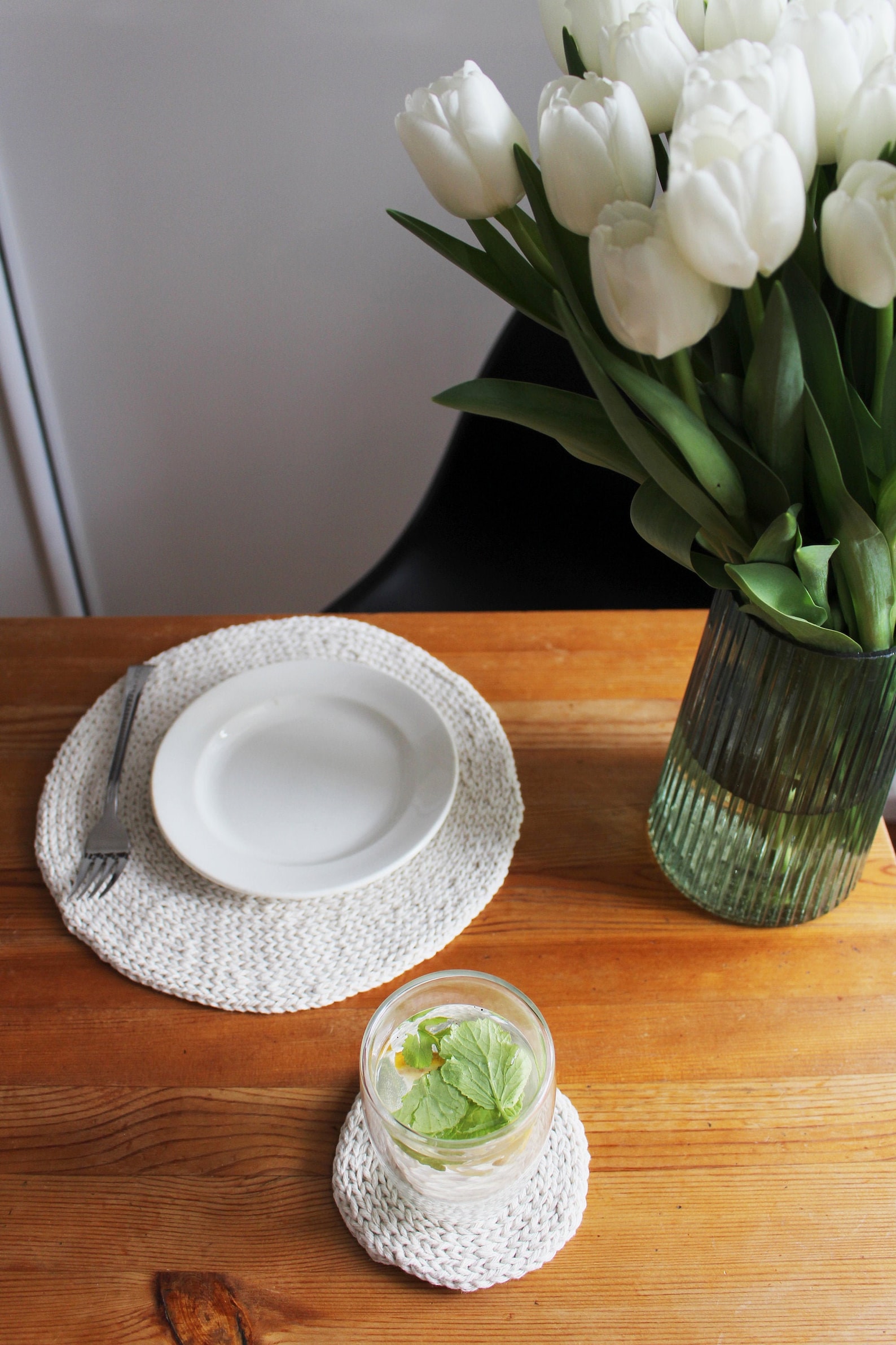 Round Cotton Serving Coasters / Knitted Cotton Coasters / Ecofriendly ...