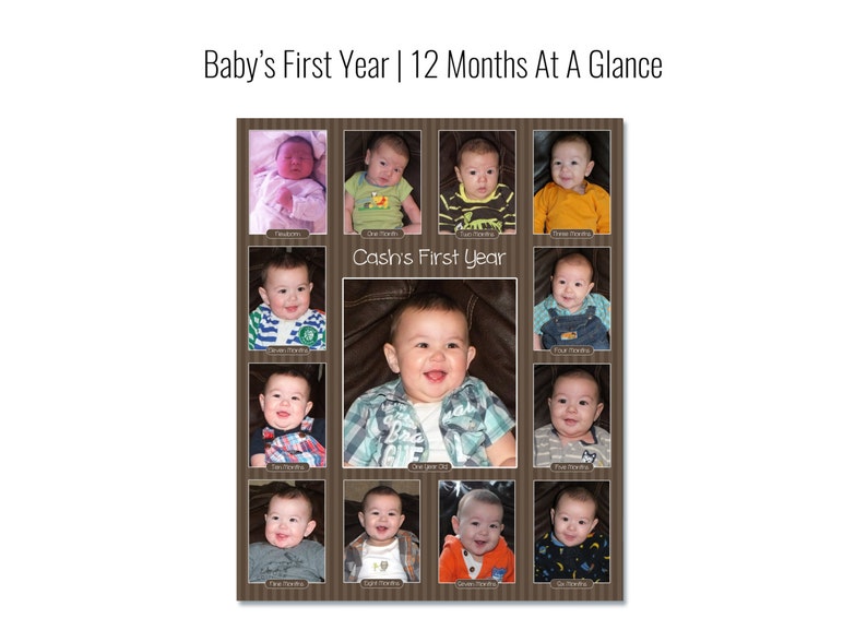 Baby's First Year at a Glance | Photo Collage | Custom | My First 12 ...