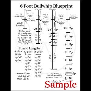 Whipworks Bullwhip Blueprint for a 6 Foot, 16 Plait, Triple Plaited ...