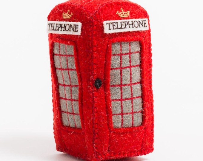 London Calling Phone Booth Ornament, Hand Felted Red Telephone Kiosk ...
