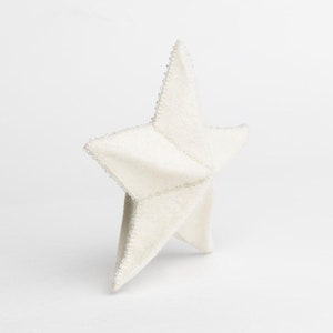 Small White Star Topper, Hand Felted Christmas Tree Adornment, Handmade ...