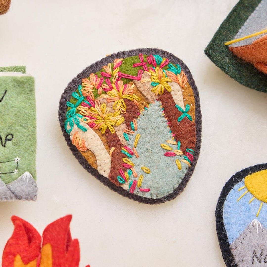 The Road Less Travelled Badge Ornament, Hand Felted Camping Charm ...