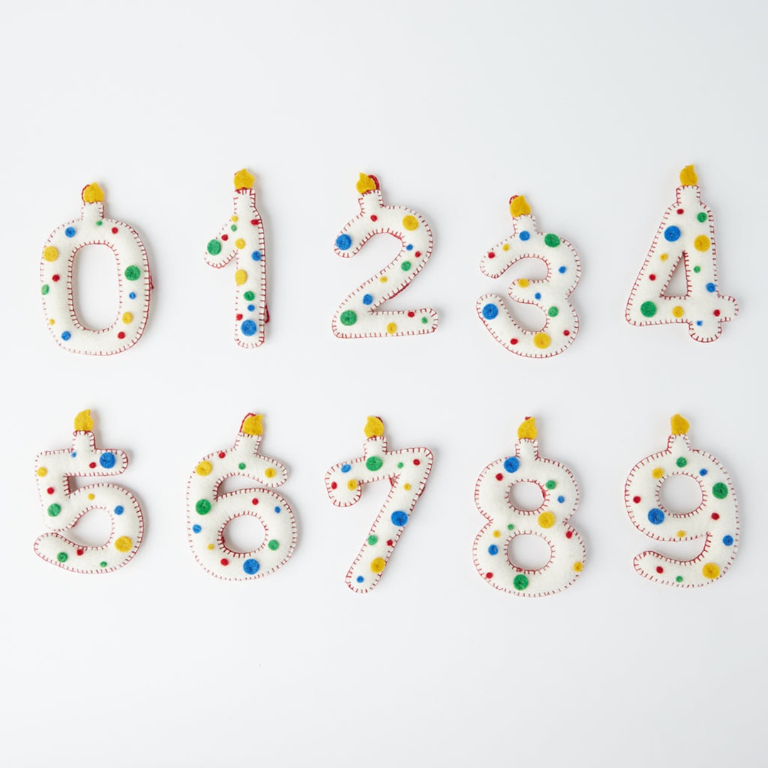 Birthday Confetti Candle Numbers, Hand Felted Celebration Charm ...