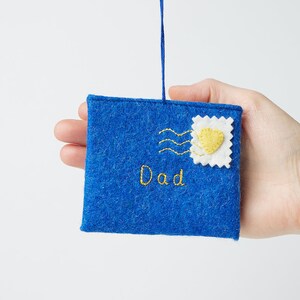 Letter to Dad Ornament, Hand Felted Greeting Card With Blue Envelope ...