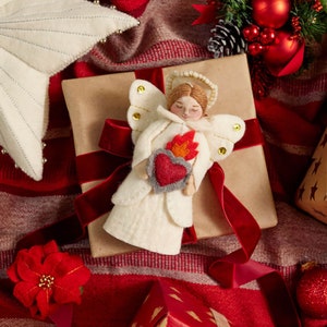 Sacred Heart Angel, Hand Felted White Celestial Holiday Decor, Handmade ...